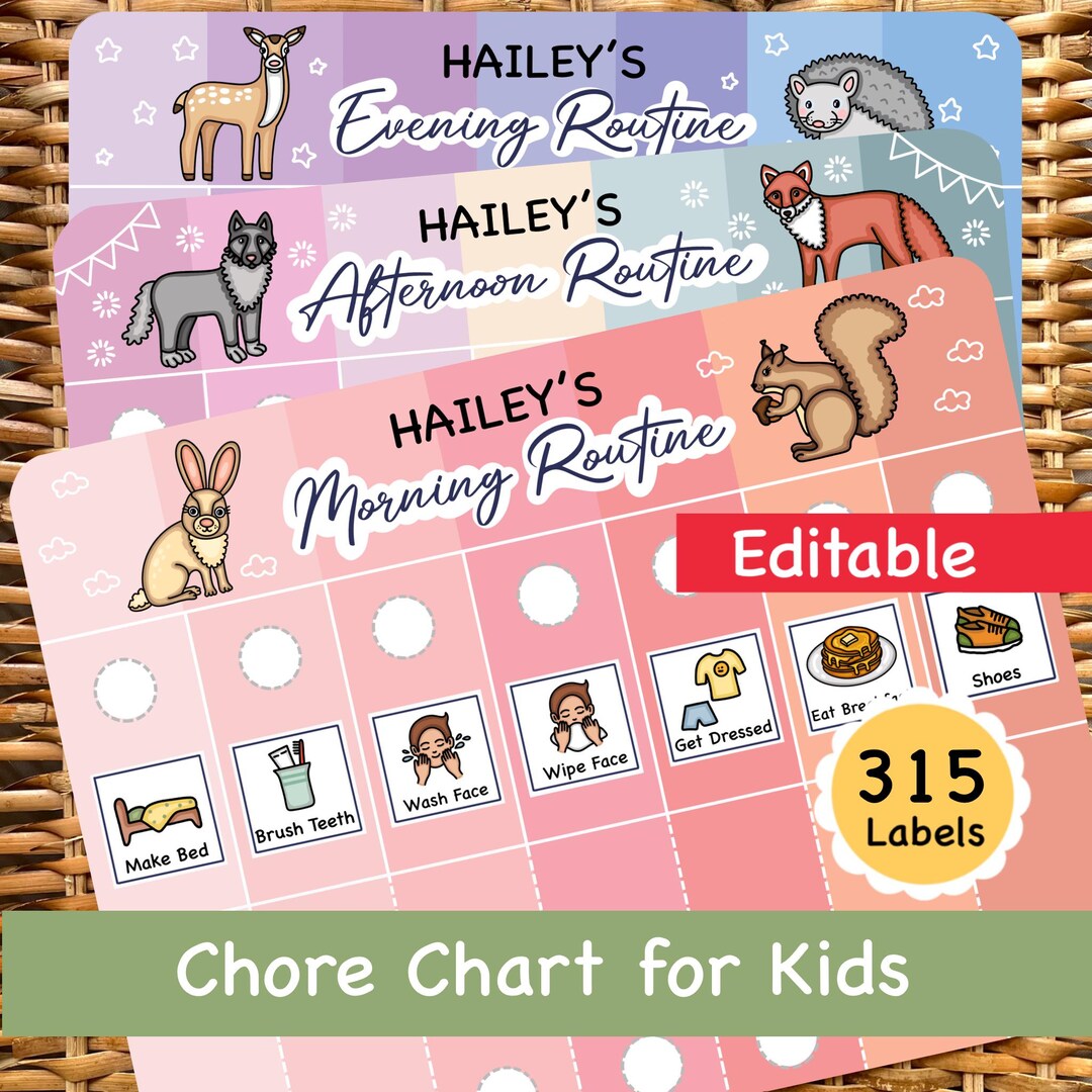 Editable Kids Routine Chart: Morning, Afternoon, Evening Visual ...