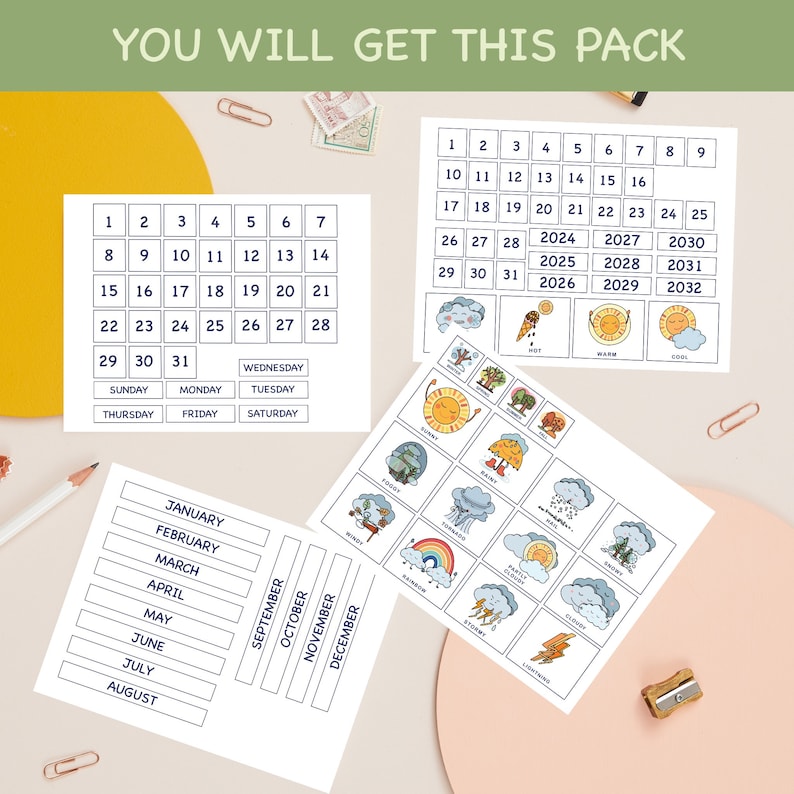 Daily Kids Calendar 2026, Homeschool Wall Calendar, Perpetual Calendar ...