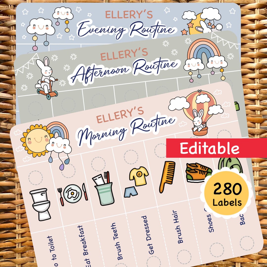 Editable Kids Routine Chart: Morning, Afternoon, Evening Visual ...