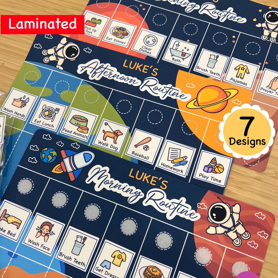 Laminated Kids' Routine Chart: Visual Schedule, Chore Chart, Montessori ...