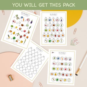 Printable Alphabet Game: Beginning Sounds, Fruits & Vegetables (digital ...
