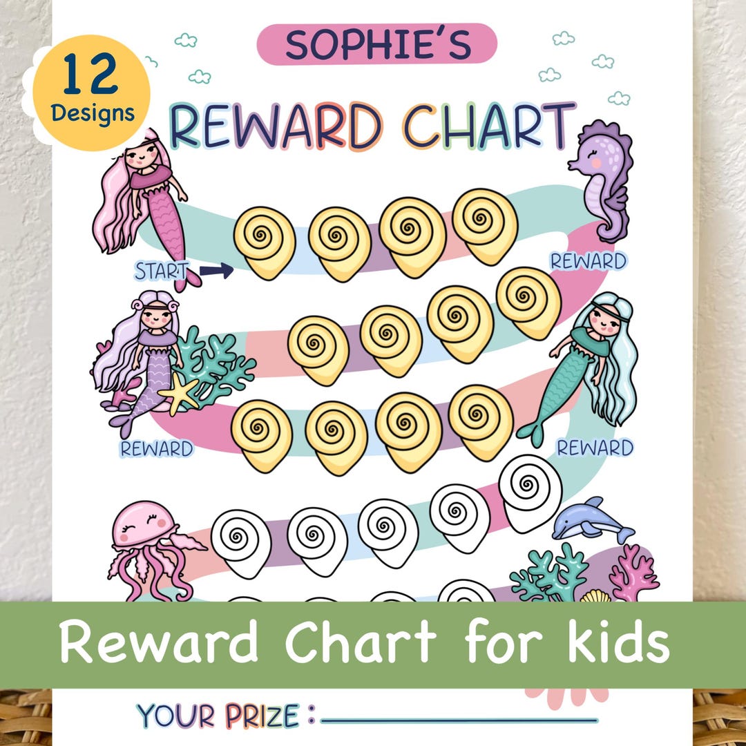 Personalized Mermaid Reward Chart for Kids - Laminated Behavior Tracker ...