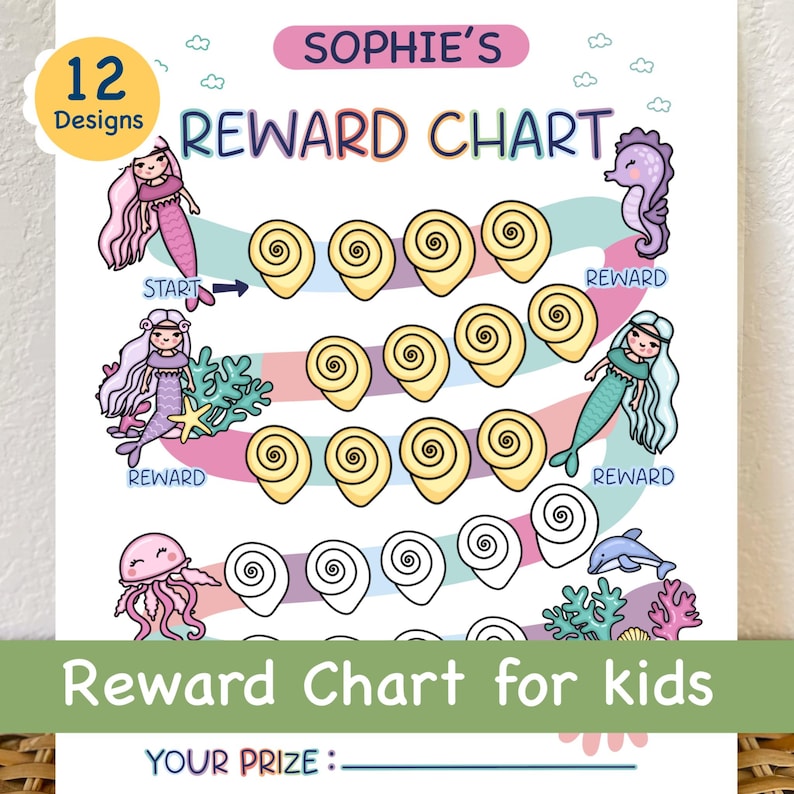 Personalized Mermaid Reward Chart for Kids - Laminated Behavior Tracker ...