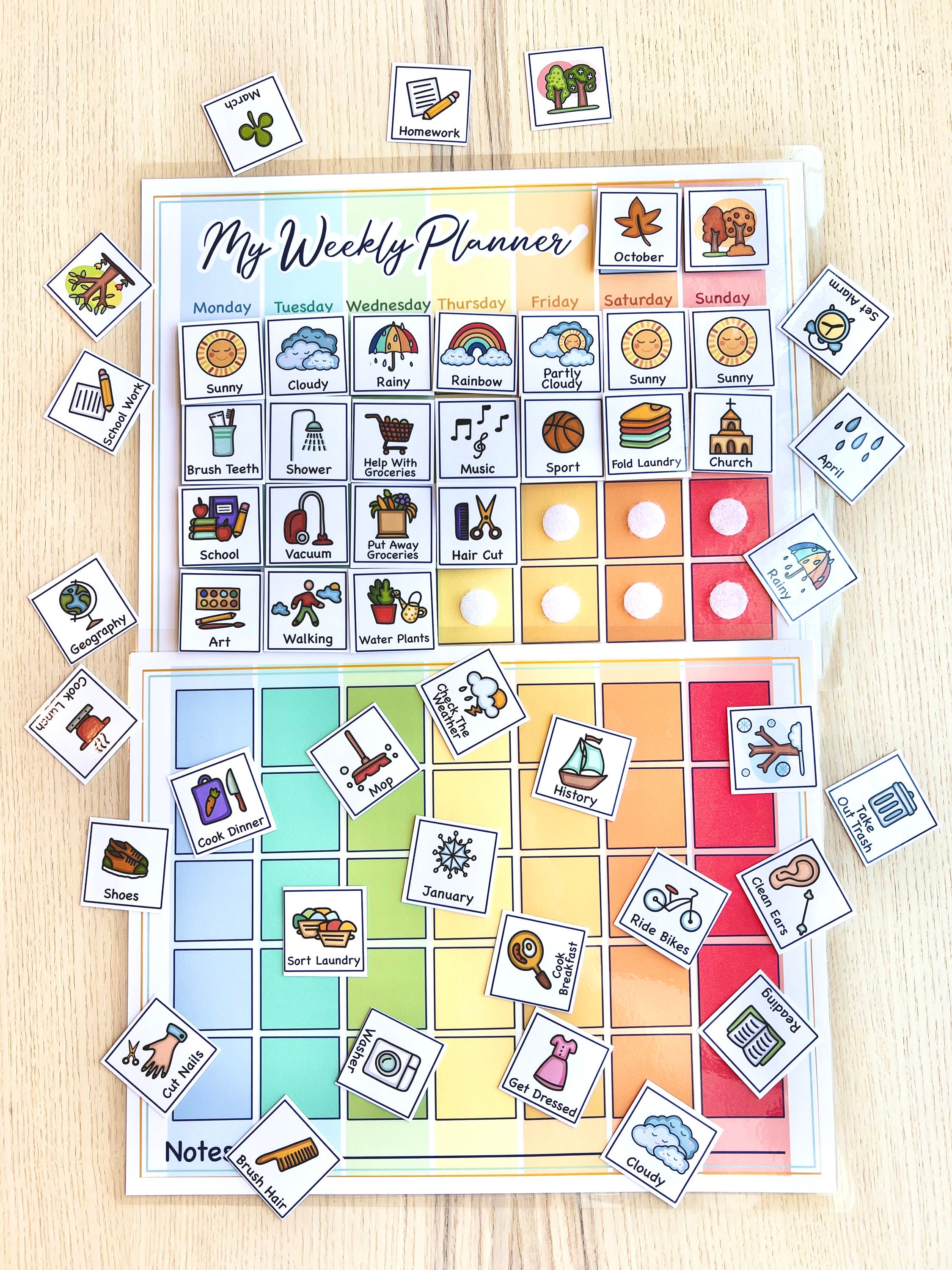 Laminated Kids Weekly Calendar: Visual Routine Chart - Etsy
