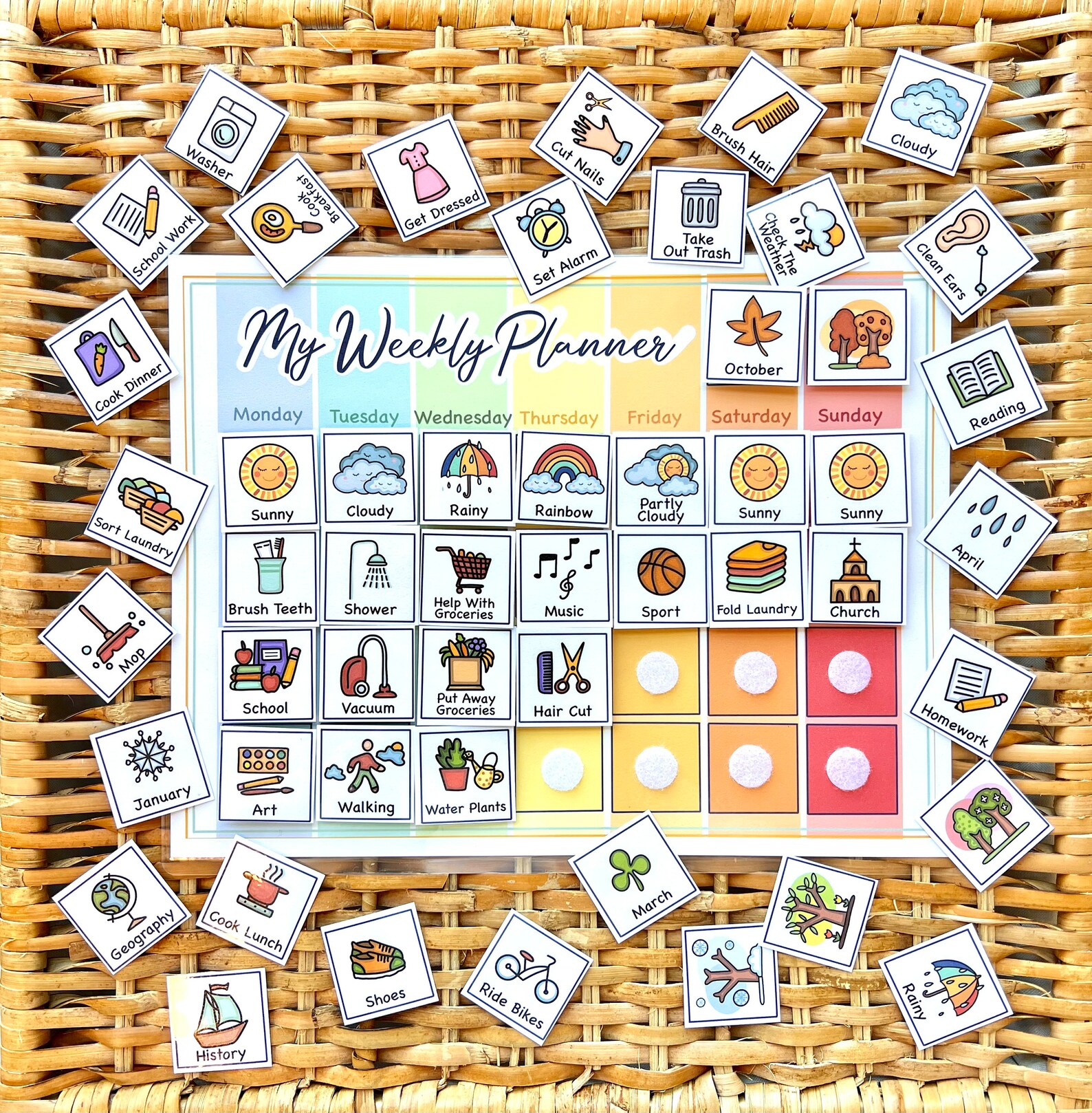 Laminated Kids Weekly Calendar: Visual Routine Chart - Etsy