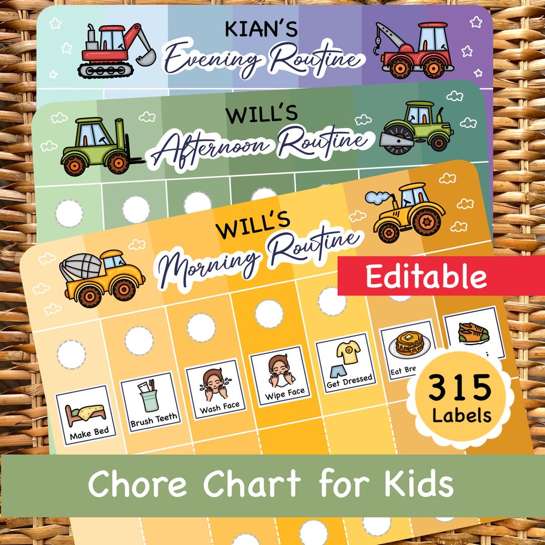 Editable Kids Routine Chart: Visual Schedule, Chore Chart (digital ...