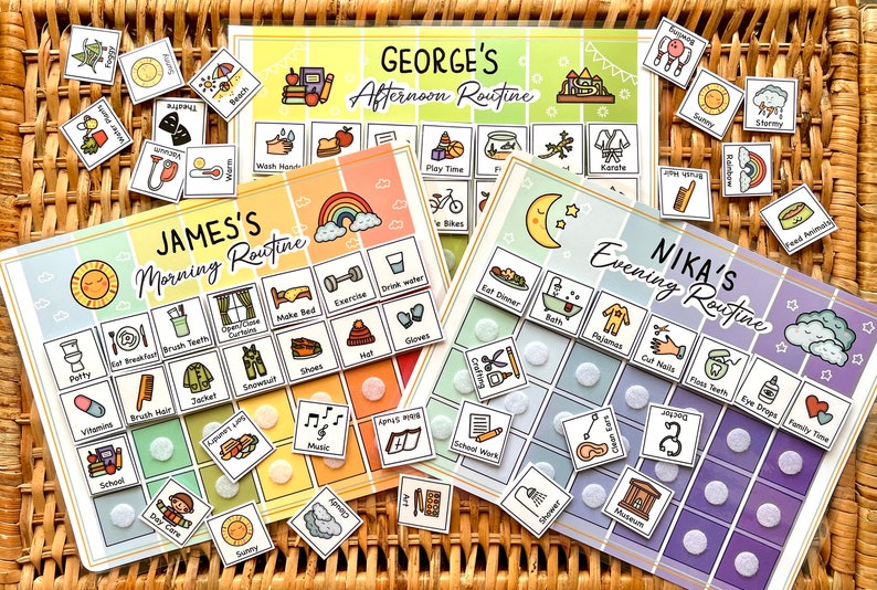 Laminated Kids' Visual Schedule: Morning, Afternoon, Evening Routine ...