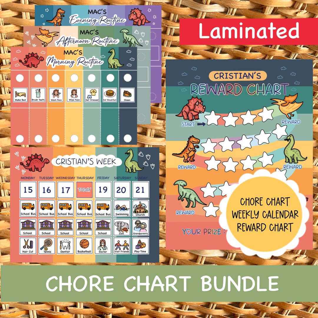 Morning, Afternoon & Evening Routine Chore Chart, Weekly Calendar and ...