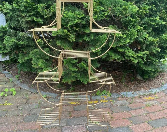 Mid Century Modern Pagoda Shape Plant Stand, Gold Pagoda, Wire Plant ...
