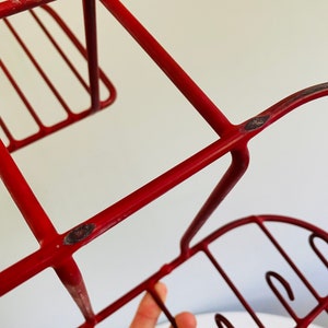 Vintage Red Dish Rack, Retro Red Storage Shelf, Dish Rack, Wire Cabinet ...