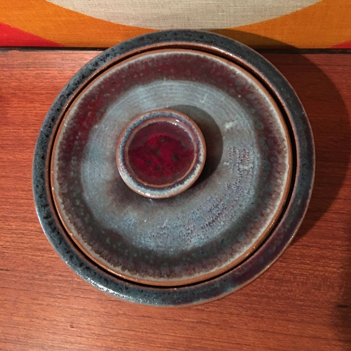 Vintage Danish Modern Studio Pottery Bowl With Lid, Concentric Circles ...