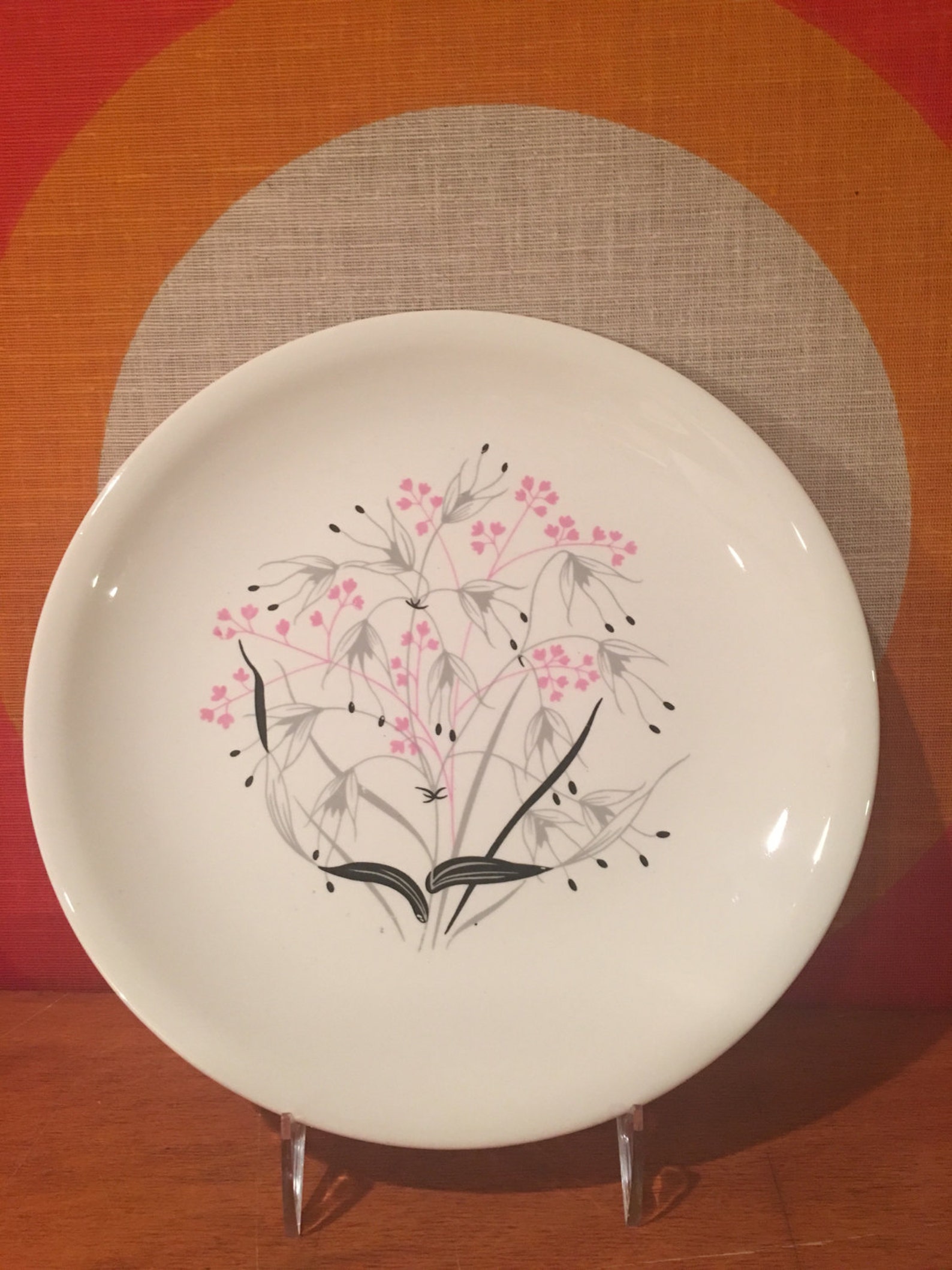 Vintage Harkerware Dinner Plates Set of 4 Pink Grey and - Etsy