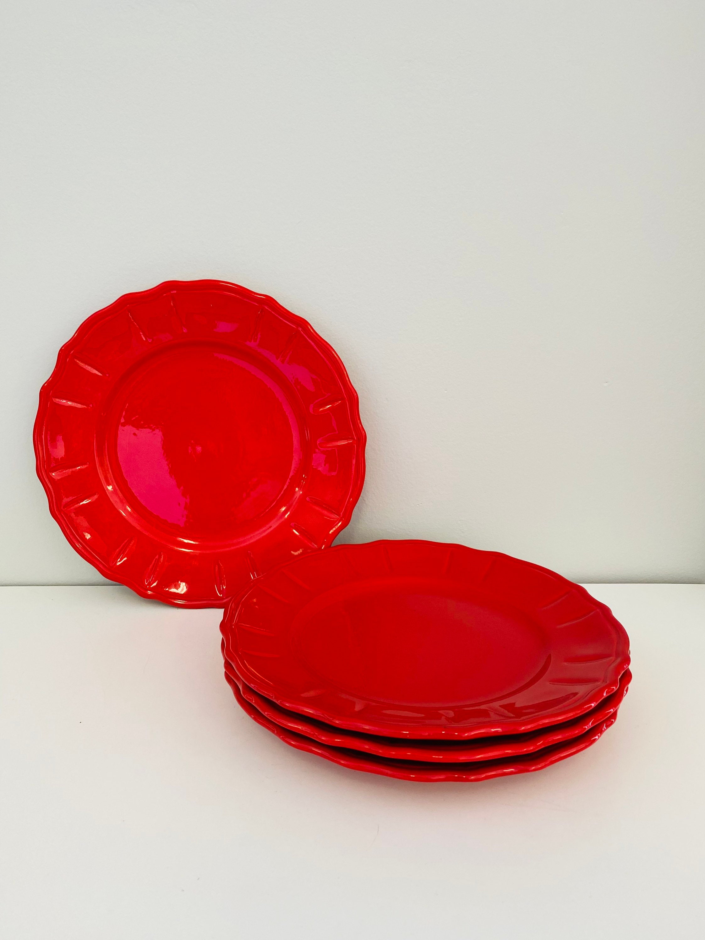 Vintage Peasant Village Italian Red Ceramic Dinner Plates PV - Etsy