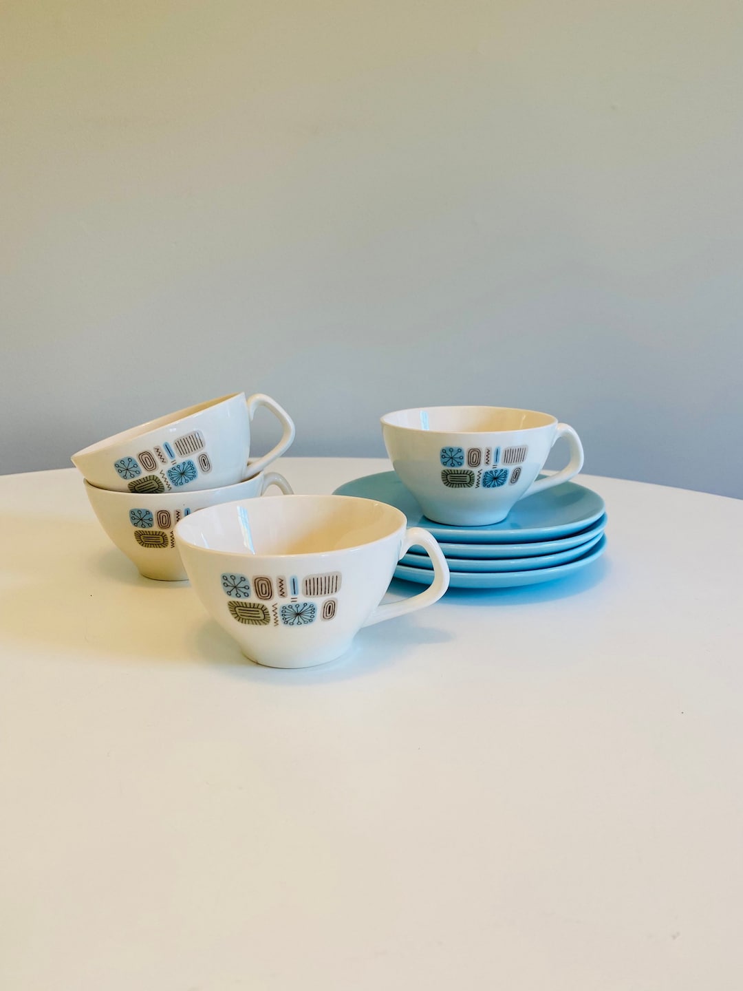 Vintage Temporama Teacups and Saucers, Set of 4, Canonsburg Temporama ...