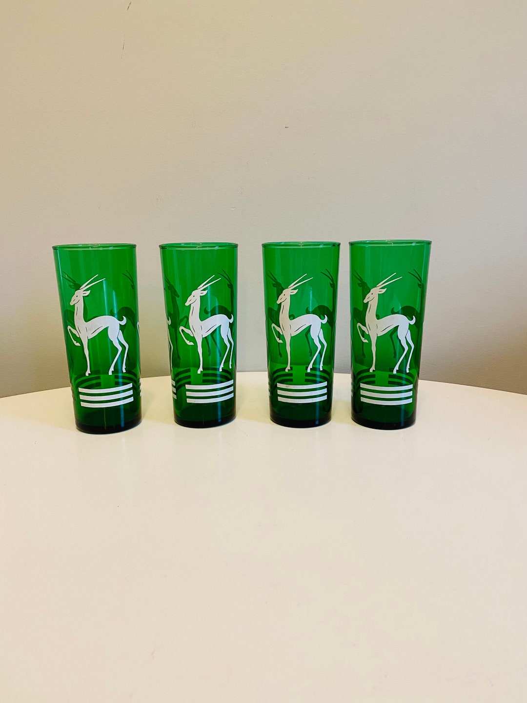 Vintage Anchor Hocking Gazelle Tumblers, Iced Tea Glasses, Emerald ...