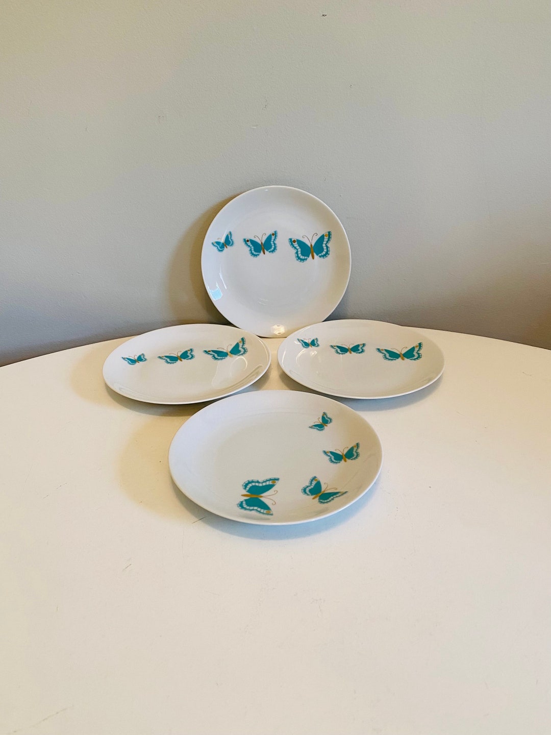 Vintage Jean Luce Blue Butterfly, Bread and Butter Plates, Set of 4 ...