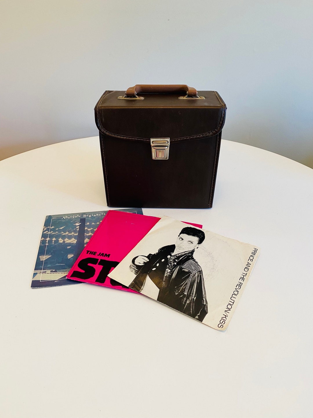 Vintage Brown Faux Leather 45 Holder, Record Case for 7 Singles, Travel ...