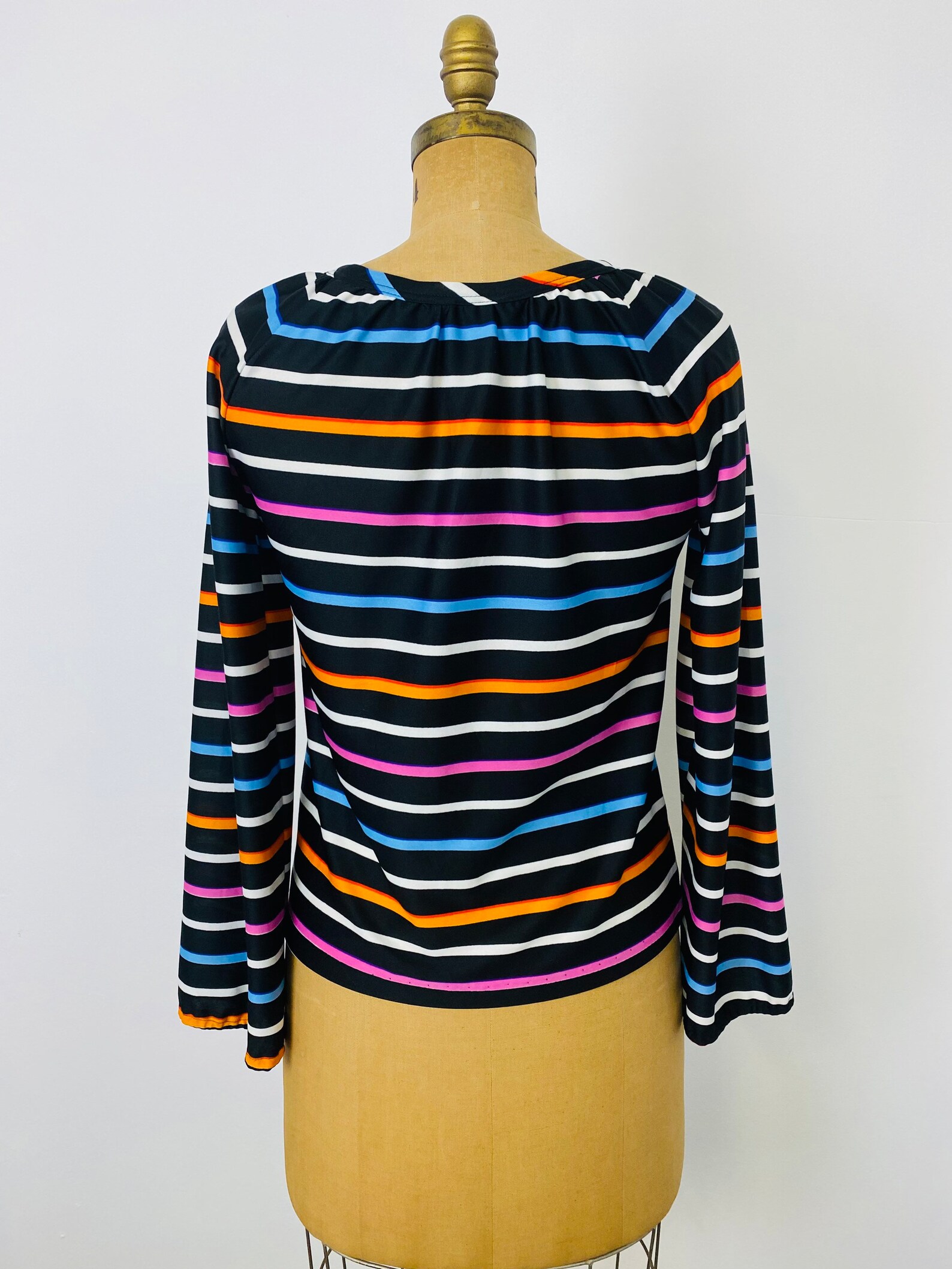 Vintage Lady Arrow Striped Blouse, Striped Shirt, 1970s Polyester Women ...