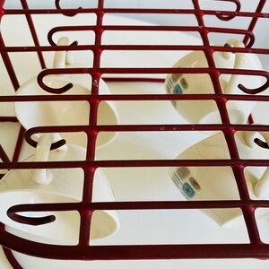Vintage Red Dish Rack, Retro Red Storage Shelf, Dish Rack, Wire Cabinet ...