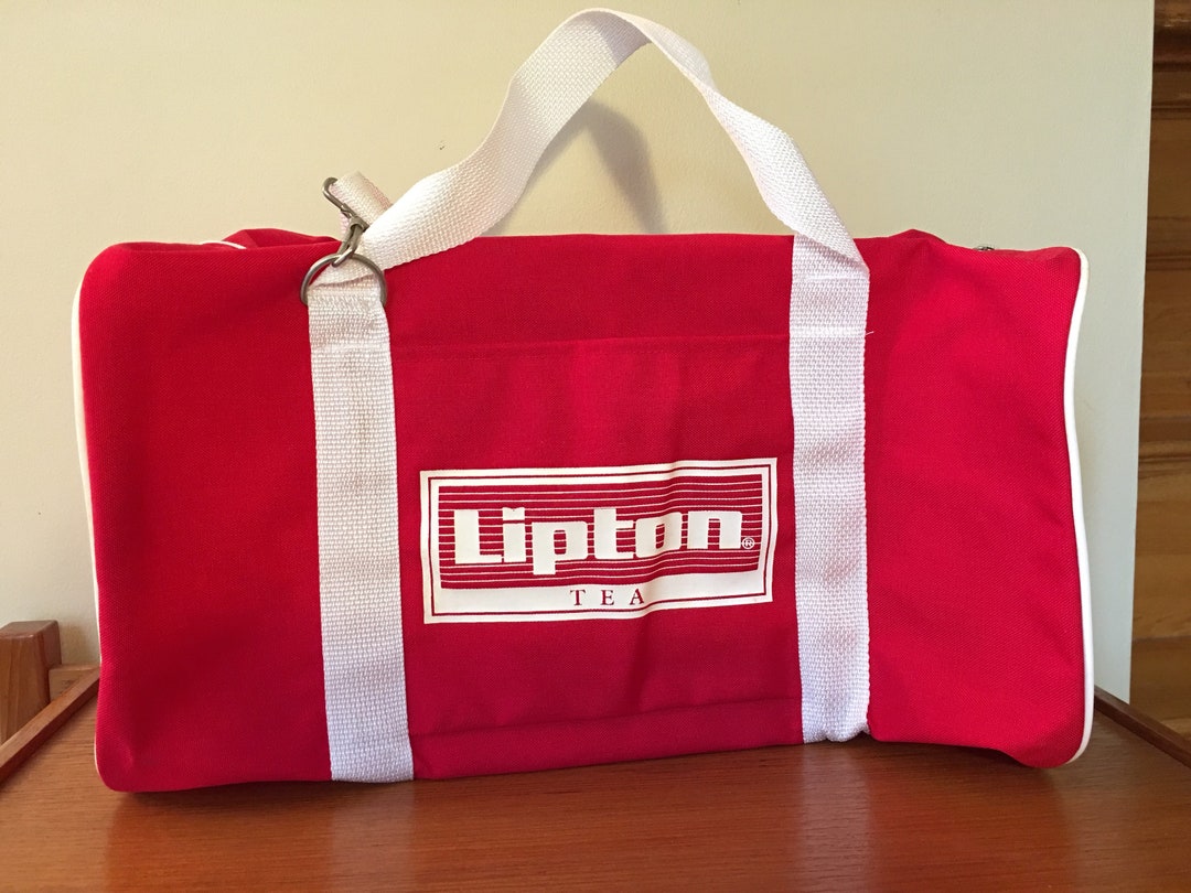 Vintage Lipton Tea Duffel Bag, Promotional Advertising Tote Bag, Red ...