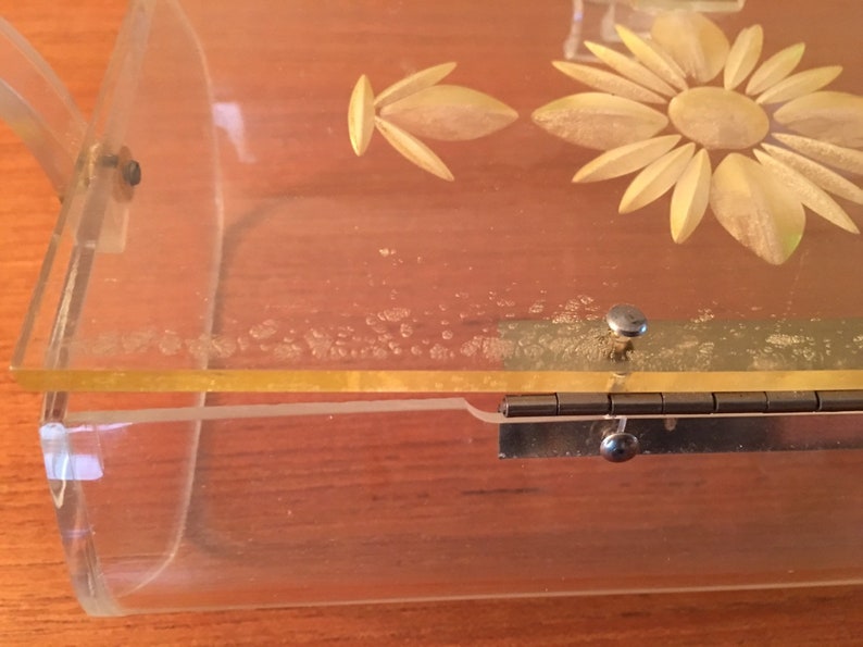 Vintage Lucite Box Purse With Flower Design Lucite Handbag | Etsy