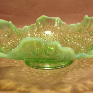 Vintage Jefferson Glass Dish, Many Loops, Antique Green Opalescent ...