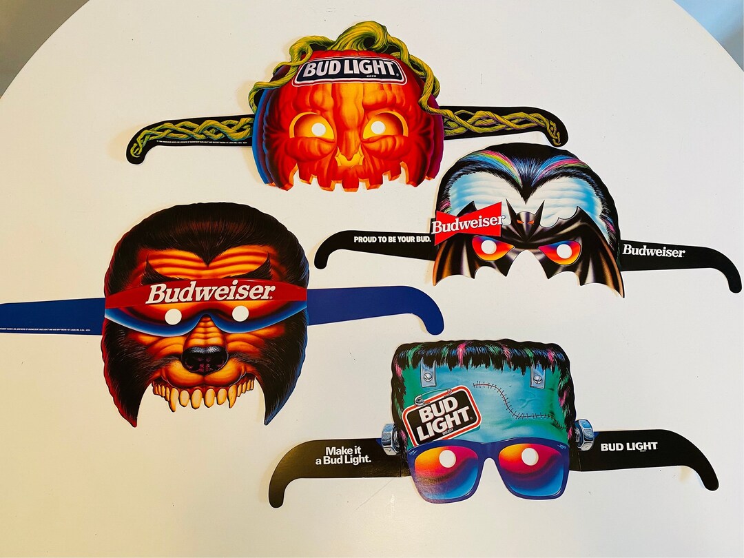 Vintage Halloween Masks, Set of 4, 1990s Budweiser and Bud Light ...