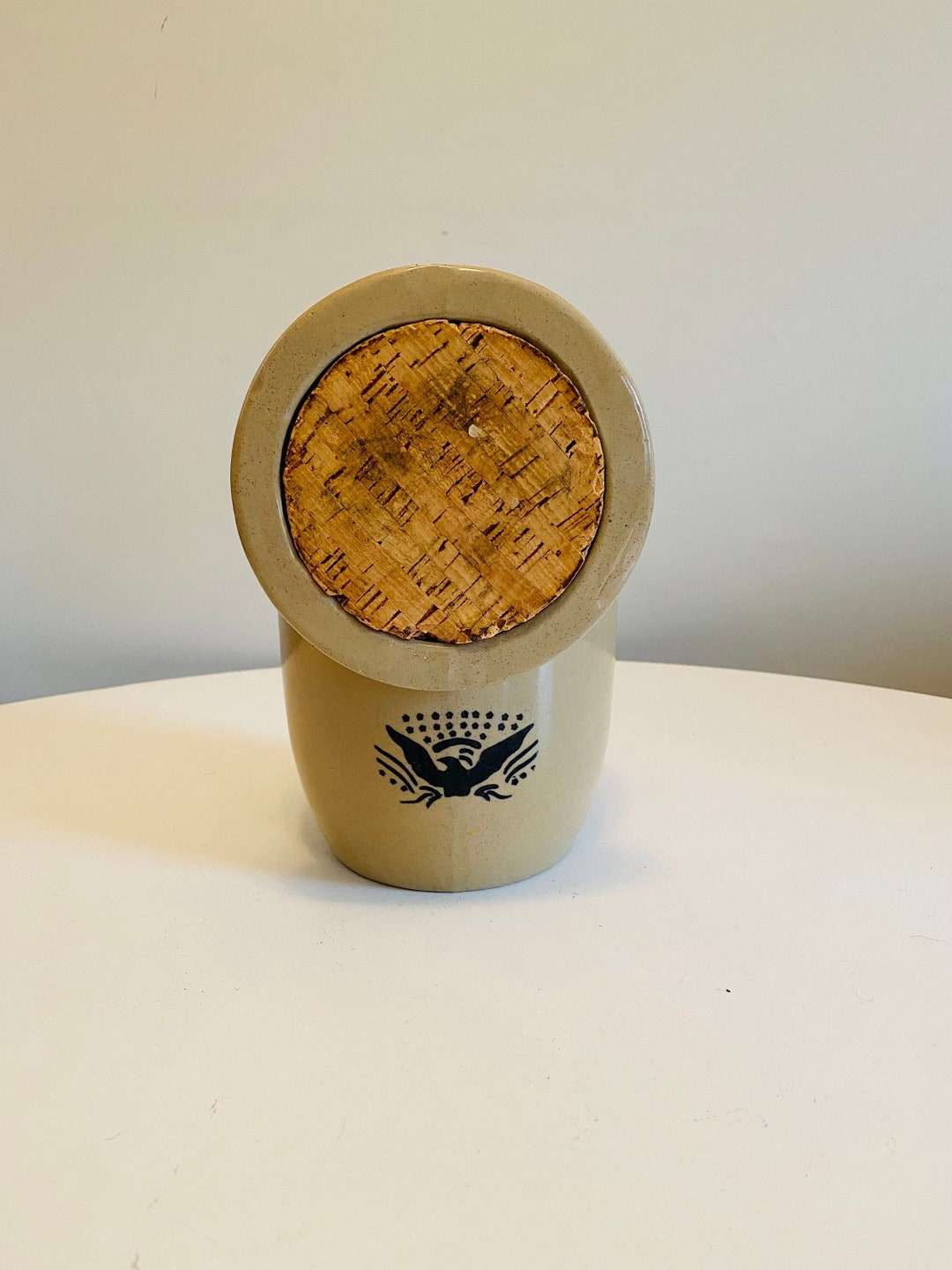 Vintage Stonewear Salt Pig / Salt Cellar With Original Cork, Eagle ...