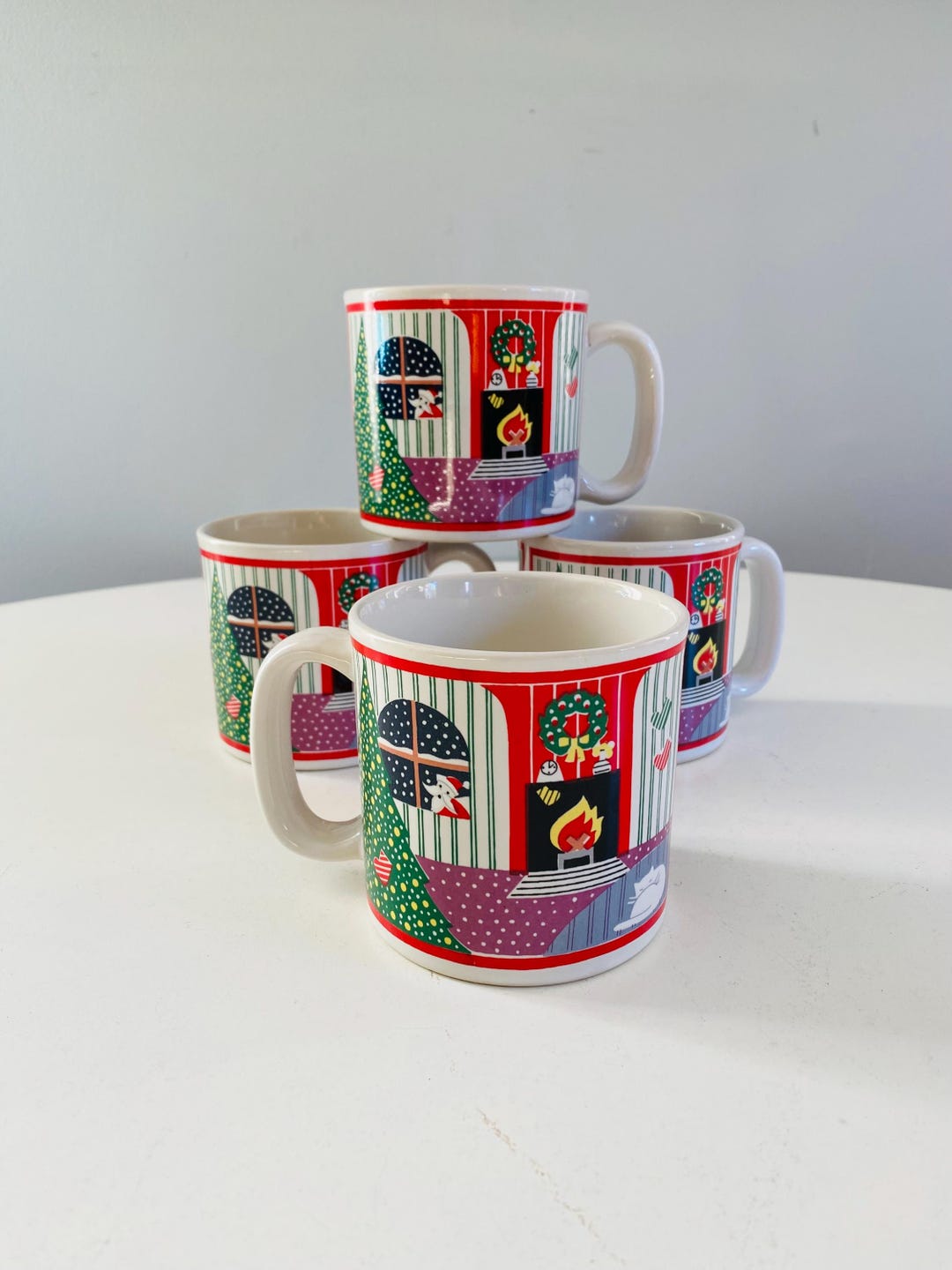 Vintage Epoch 'twas the Night Before Mugs, Set of 4, Christmas Coffee ...