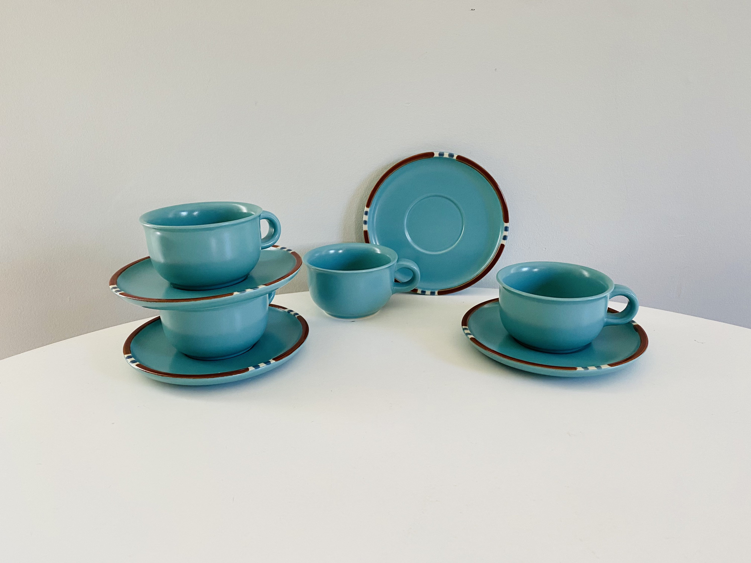 Dansk Mesa Turquoise Flat Cups and Saucers, Set of 4, Dansk ...