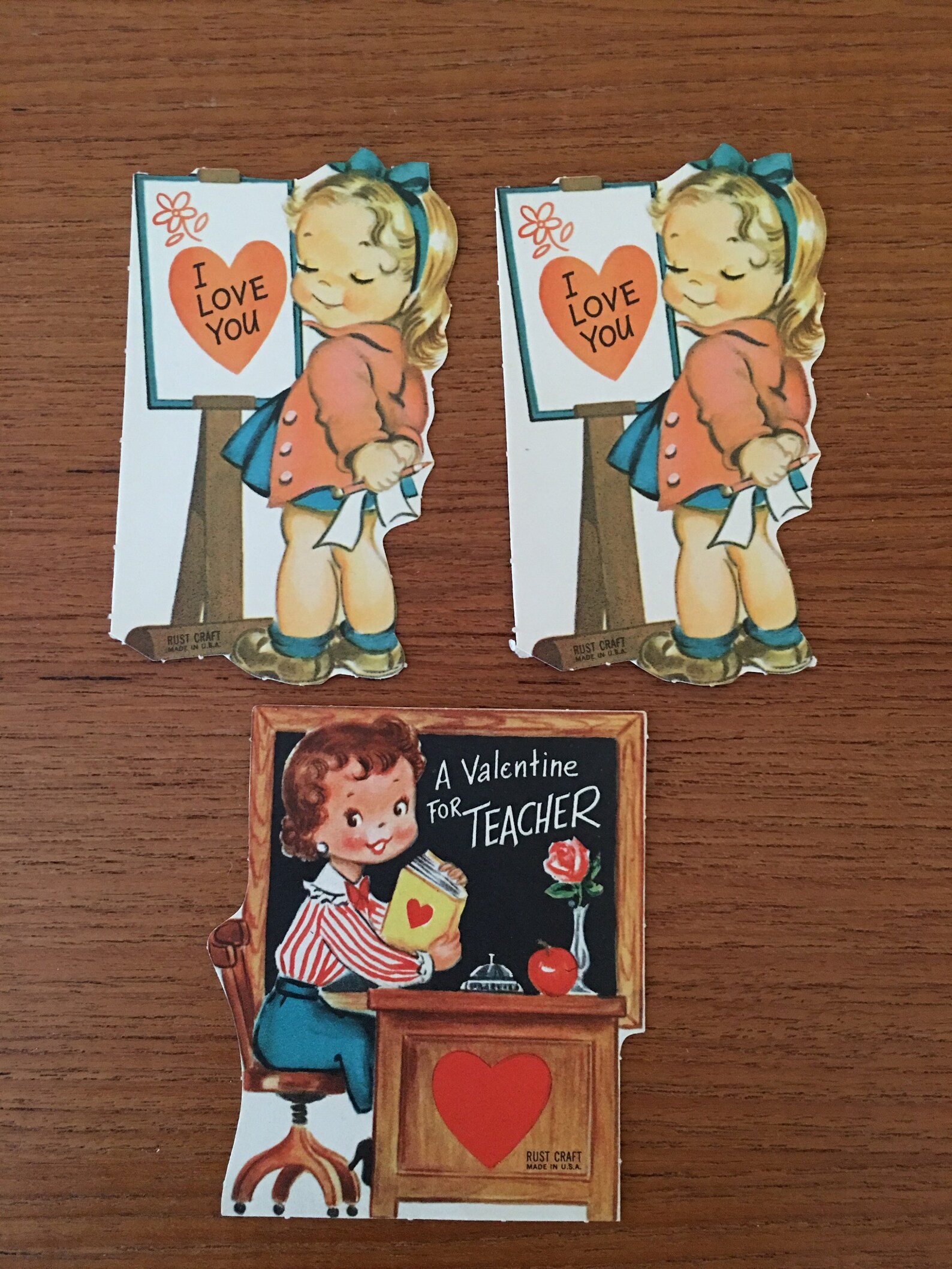 Vintage Valentine's Day Cards Set of 3 Rust Craft | Etsy