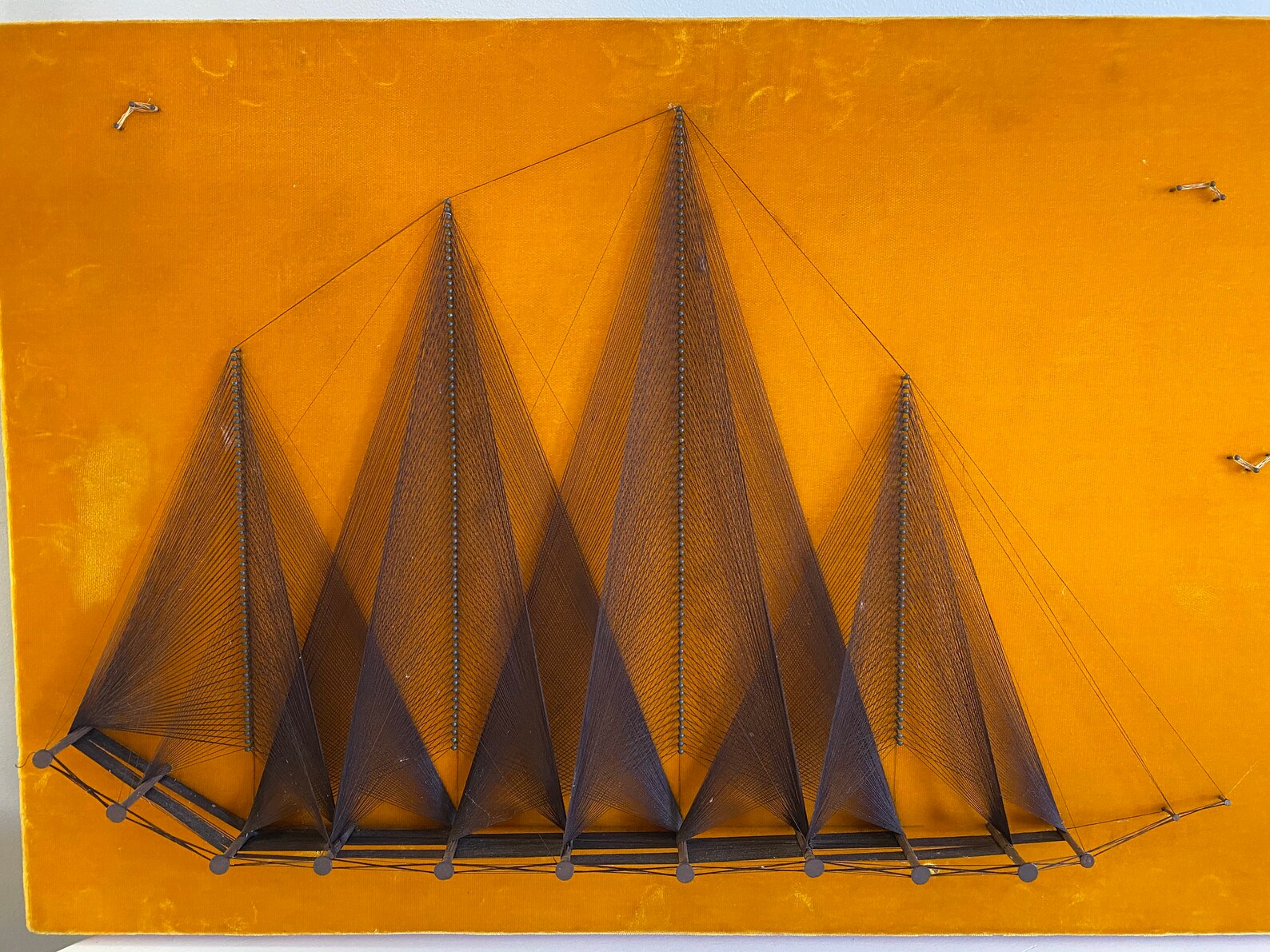 Vintage String Art Boat Artwork Nail and String Art Boat | Etsy