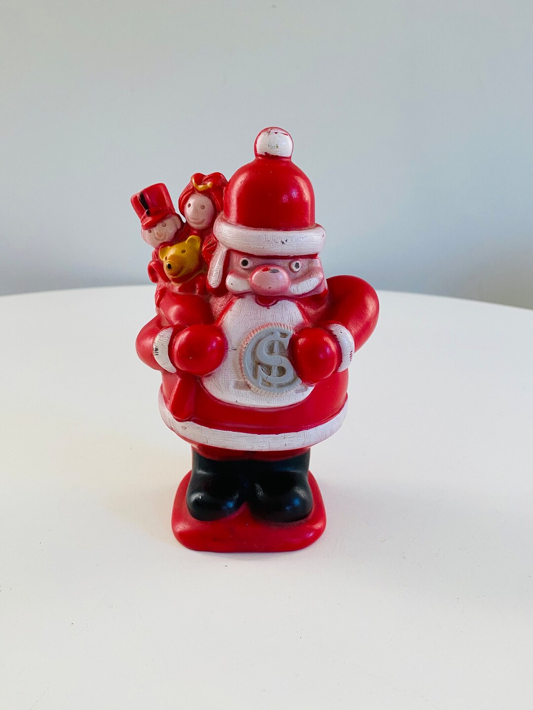 Vintage Santa Claus Rubber Coin Bank, 1970s Santa Claus Piggy Bank ...