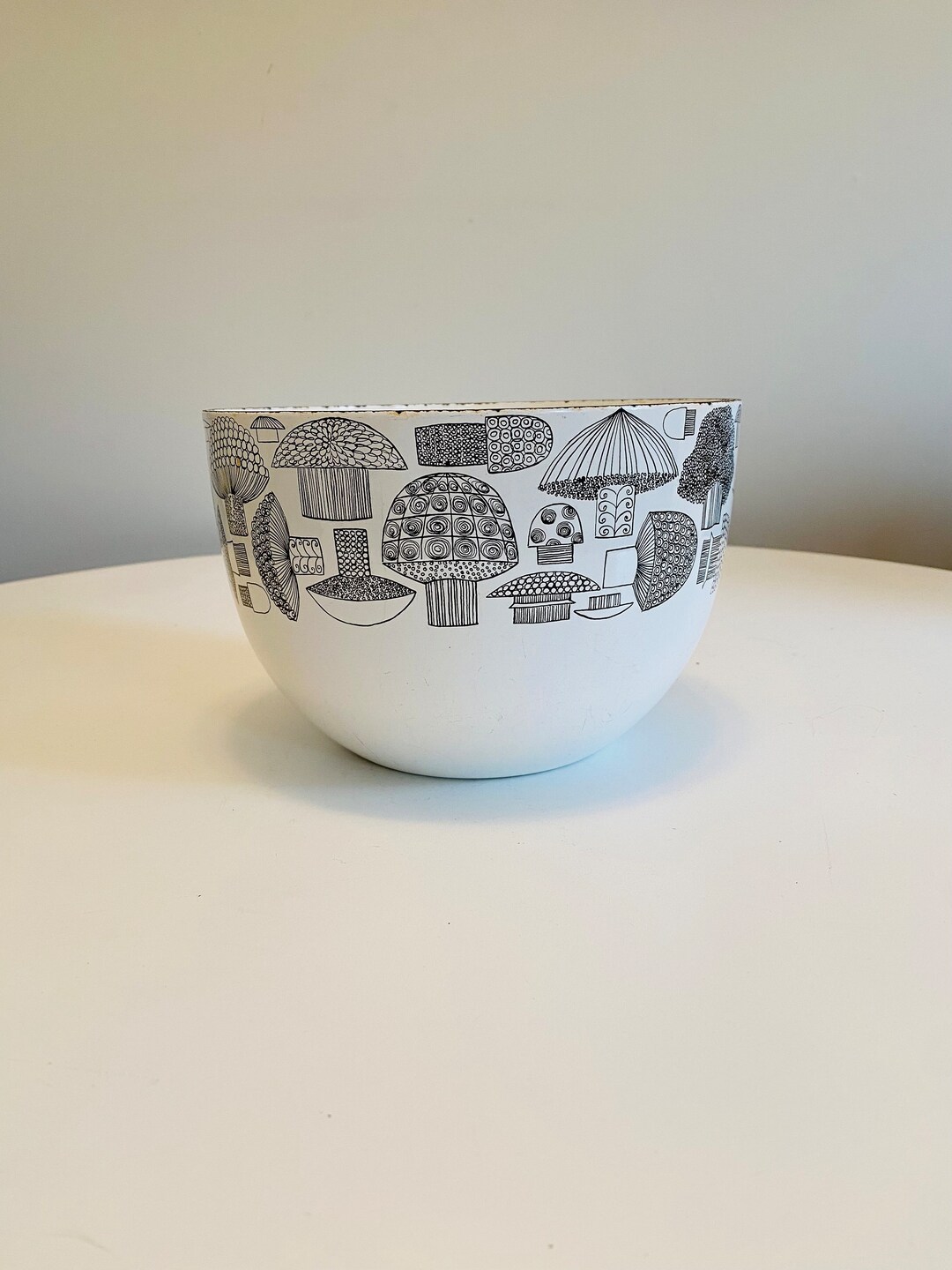 Vintage Finel Enamel Mushroom Bowl by Kaj Franck, Enameled Mixing Bowl ...