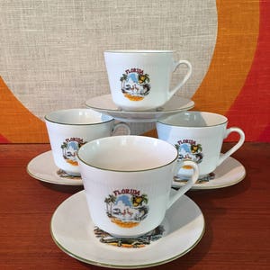 Vintage Souvenir Florida Teacups and Saucers, Set of 4 - 2 Available ...