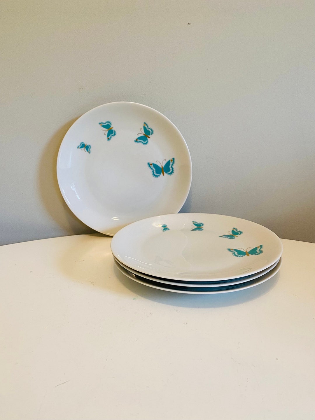 Vintage Jean Luce Blue Butterfly, Bread and Butter Plates, Set of 4 ...