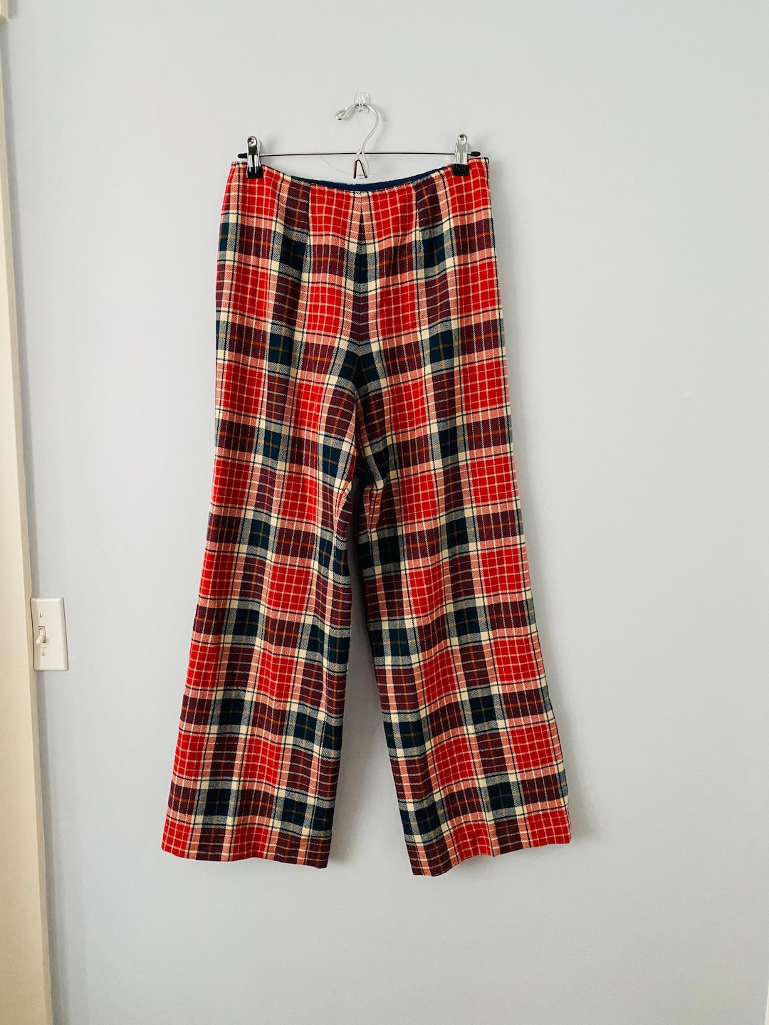 Vintage Pendleton Women’s Red Plaid Wool Pants, Size 28 Waist (vintage ...