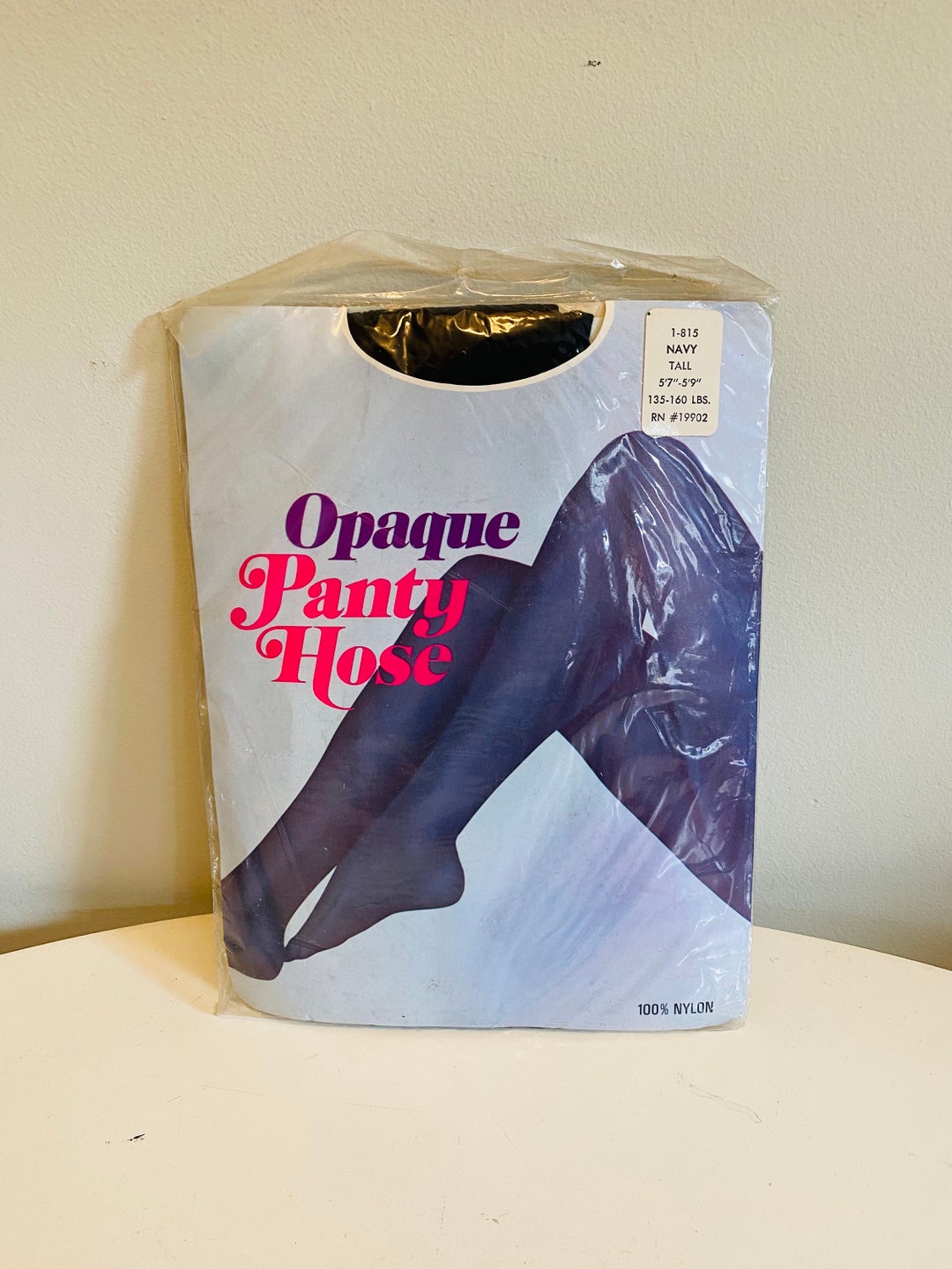 Vintage Opaque Pantyhose, New Old Stock, Navy, Size Tall 5'7-5'9 135 ...