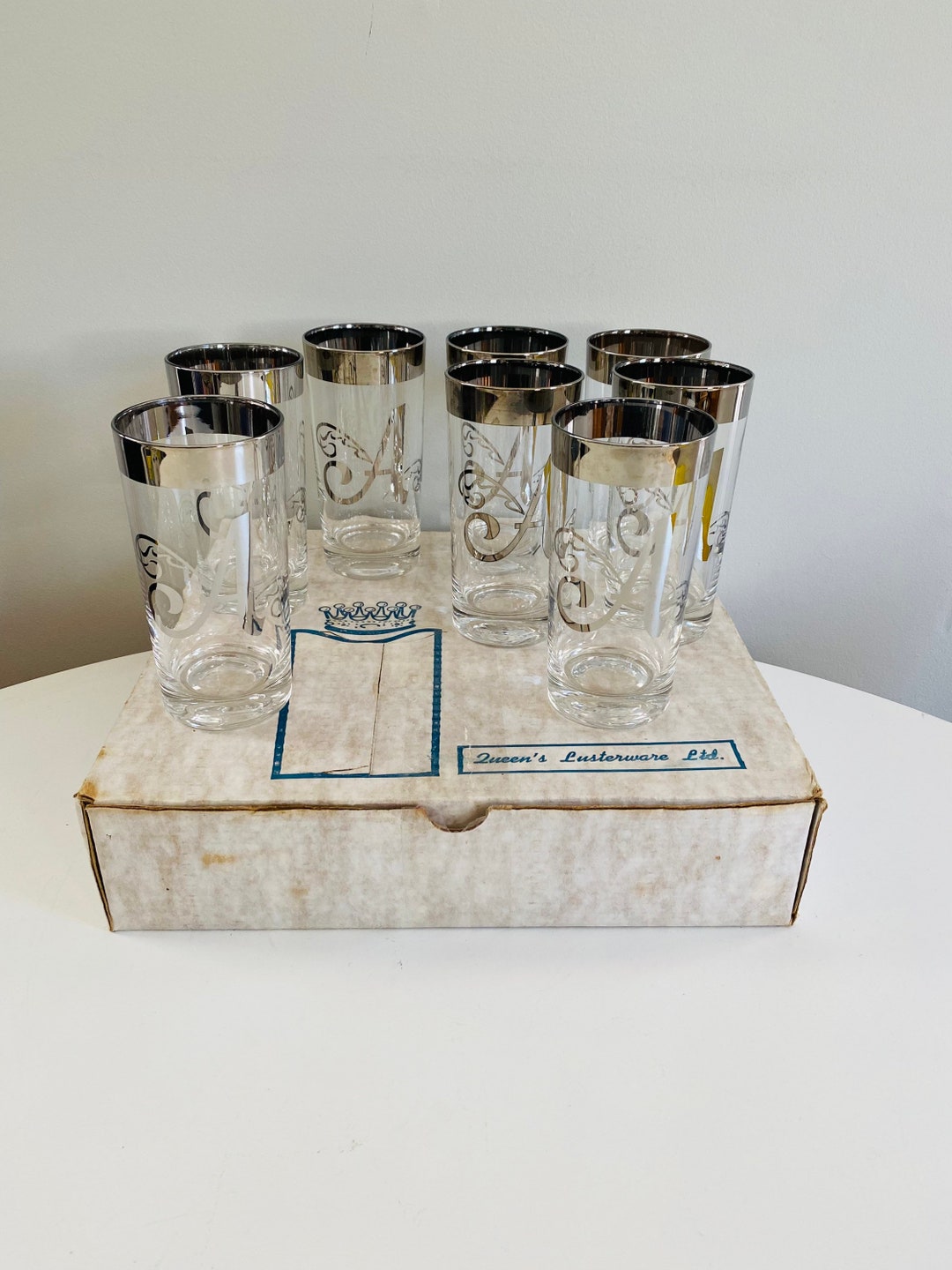 Vintage Queens Lusterware Tumblers, A Design, Set of 8 in Original Box ...