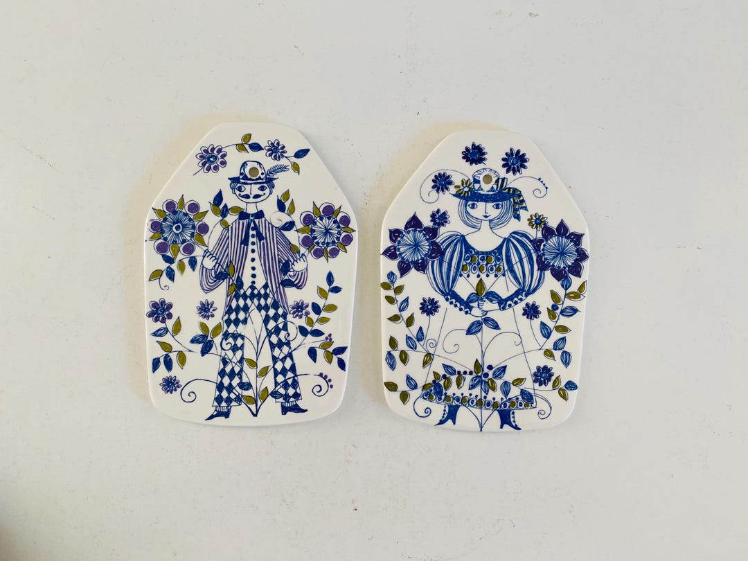 Vintage Turi Lotte Ceramic Wall Plates, Set of 2, Turi Design Trivets ...