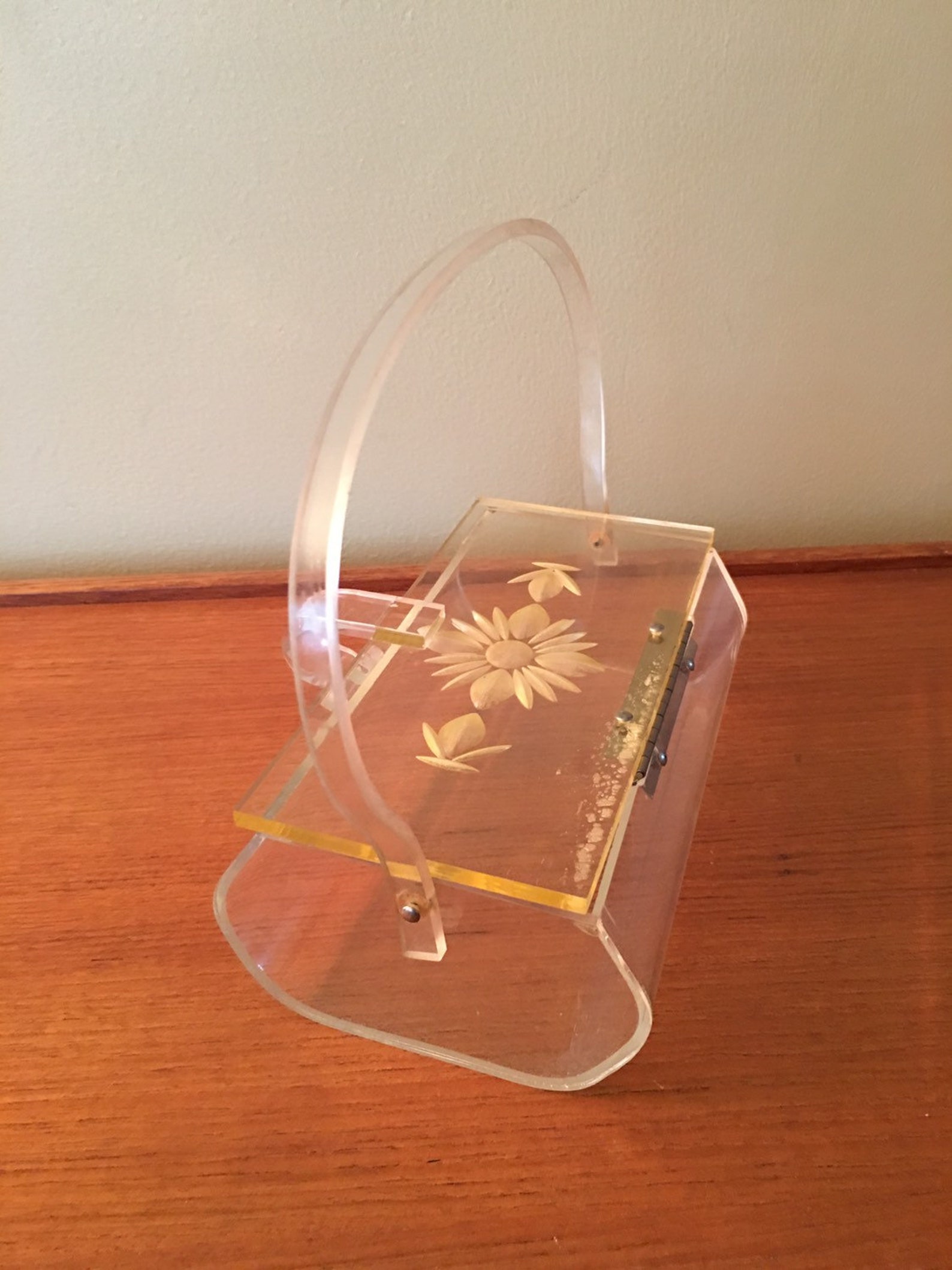 Vintage Lucite Box Purse With Flower Design Lucite Handbag | Etsy