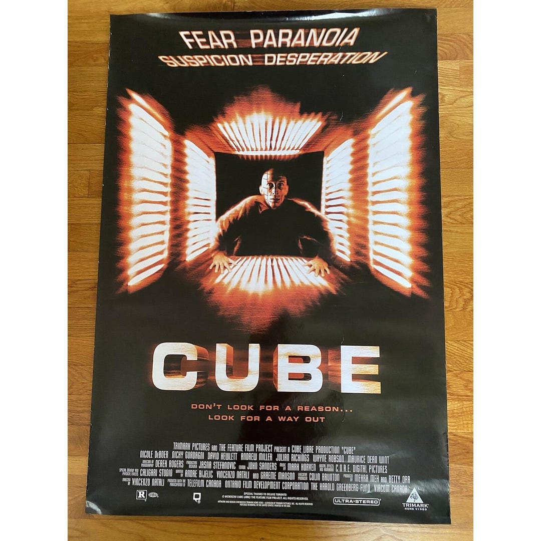 Cube, Original 1997 Horror Movie Poster, 27x40, Rolled, Never Hung, 90 ...