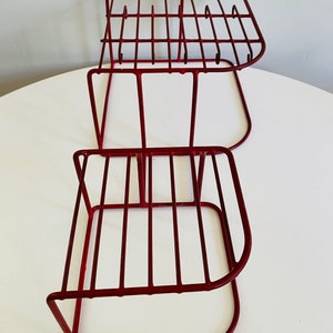 Vintage Red Dish Rack, Retro Red Storage Shelf, Dish Rack, Wire Cabinet ...