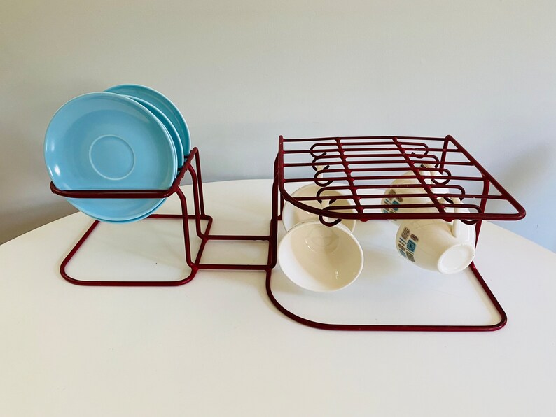 Vintage Red Dish Rack Retro Red Storage Shelf Dish Rack - Etsy