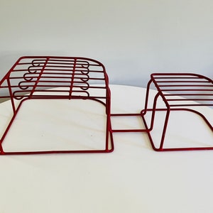 Vintage Red Dish Rack, Retro Red Storage Shelf, Dish Rack, Wire Cabinet ...
