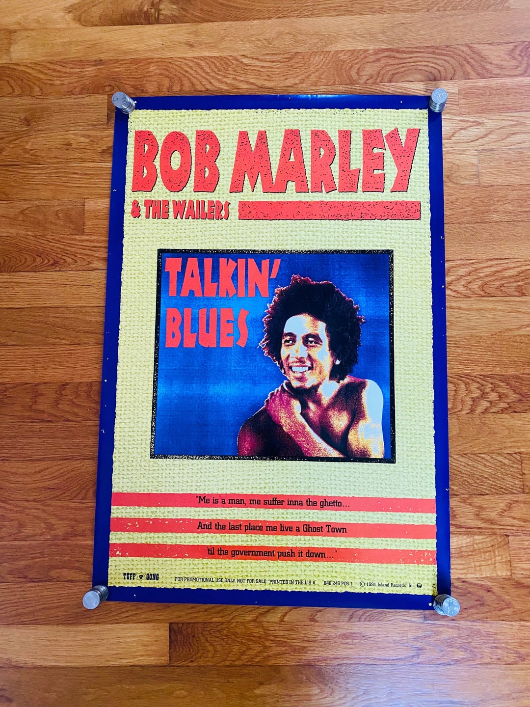 Bob Marley and the Wailers Talkin' Blues 1991 Original Promo Poster 20x30 Unhung Island Records ...