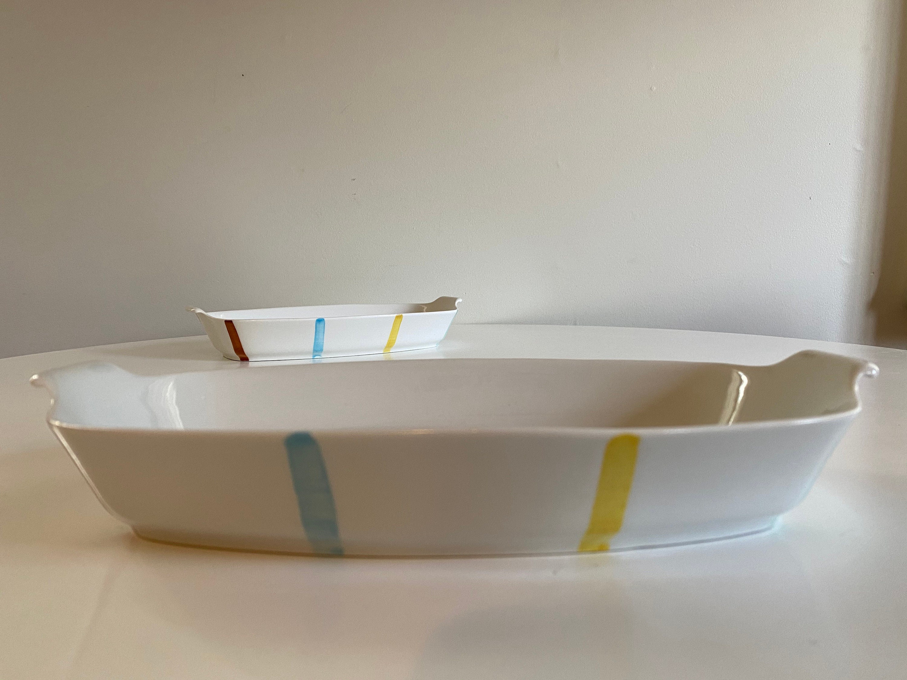 Vintage De Sphinx Parafeu Striped Ceramic Dish Oval Baking - Etsy