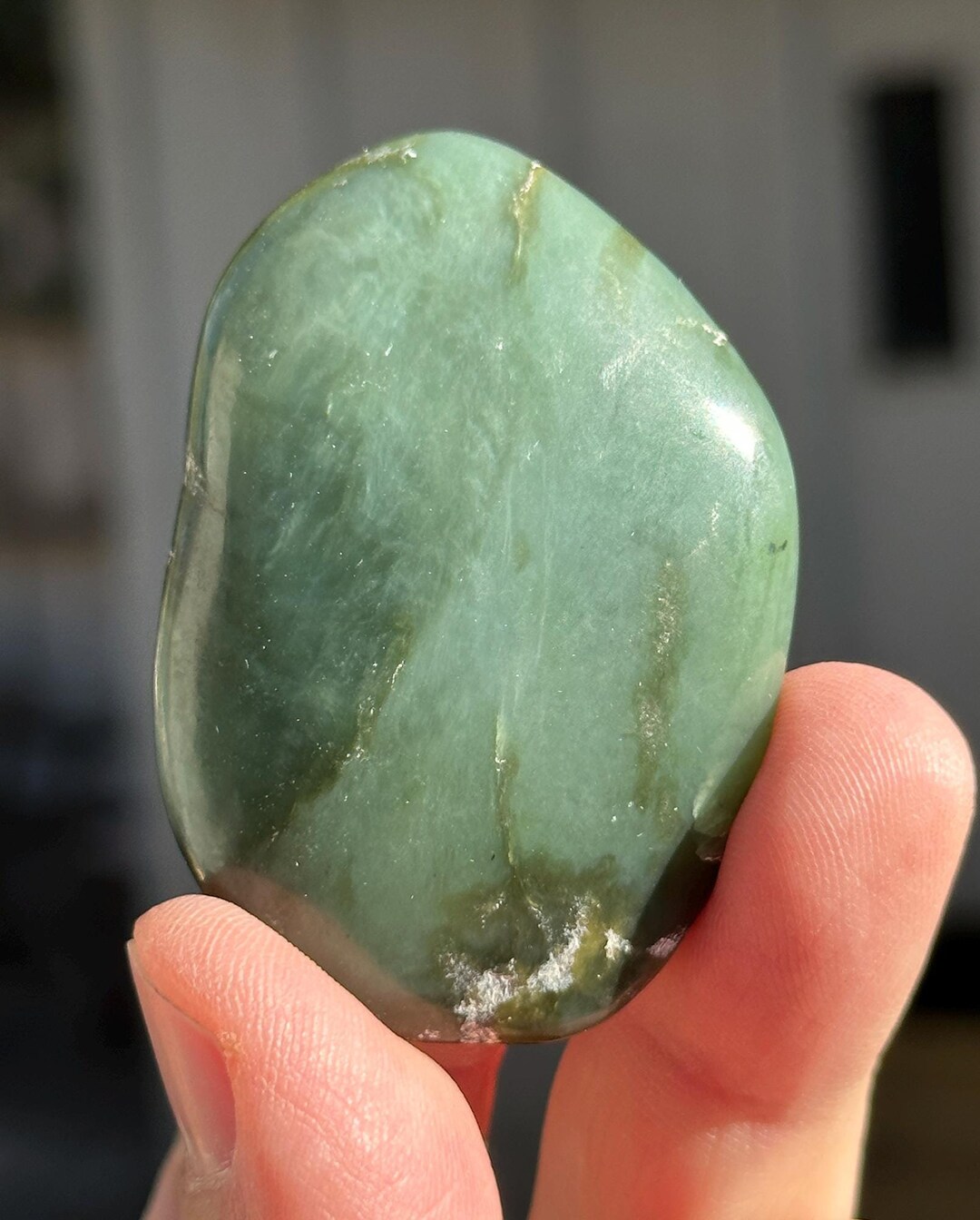 Big Sur Green Blue Jade Pocket/palm Stone, Ocean Gem, Nephrite, Stone ...
