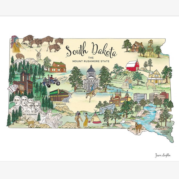 South Dakota Map - Etsy