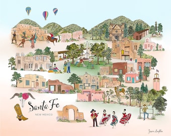 Santa Fe Map Art New Mexico Poster - Etsy